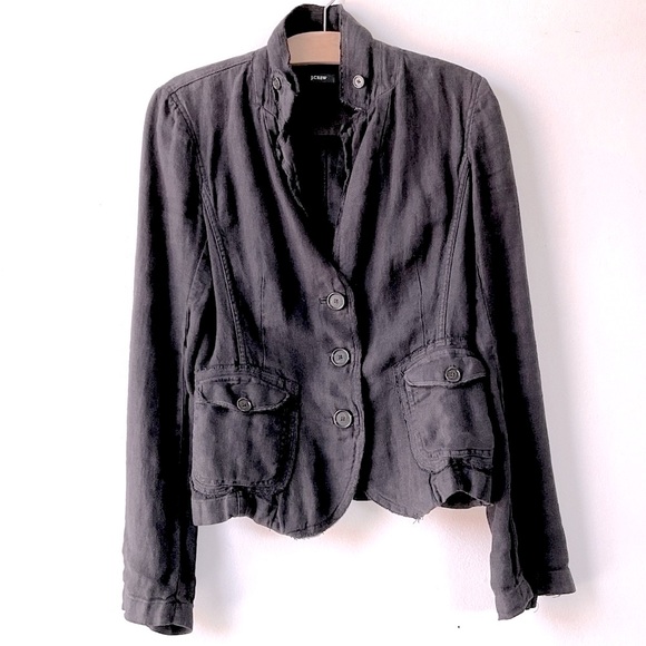 J. Crew | Jackets & Coats | J Crew Vintage Navy Blue Linen Jacket Size ...